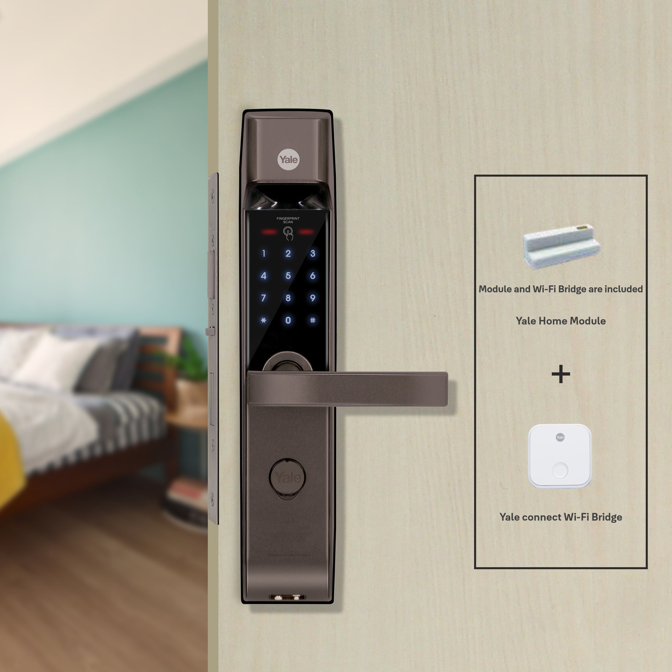 YDM 4115 -A Series, Biometric Smart Lock, Brown with Fingerprint, PIN ...
