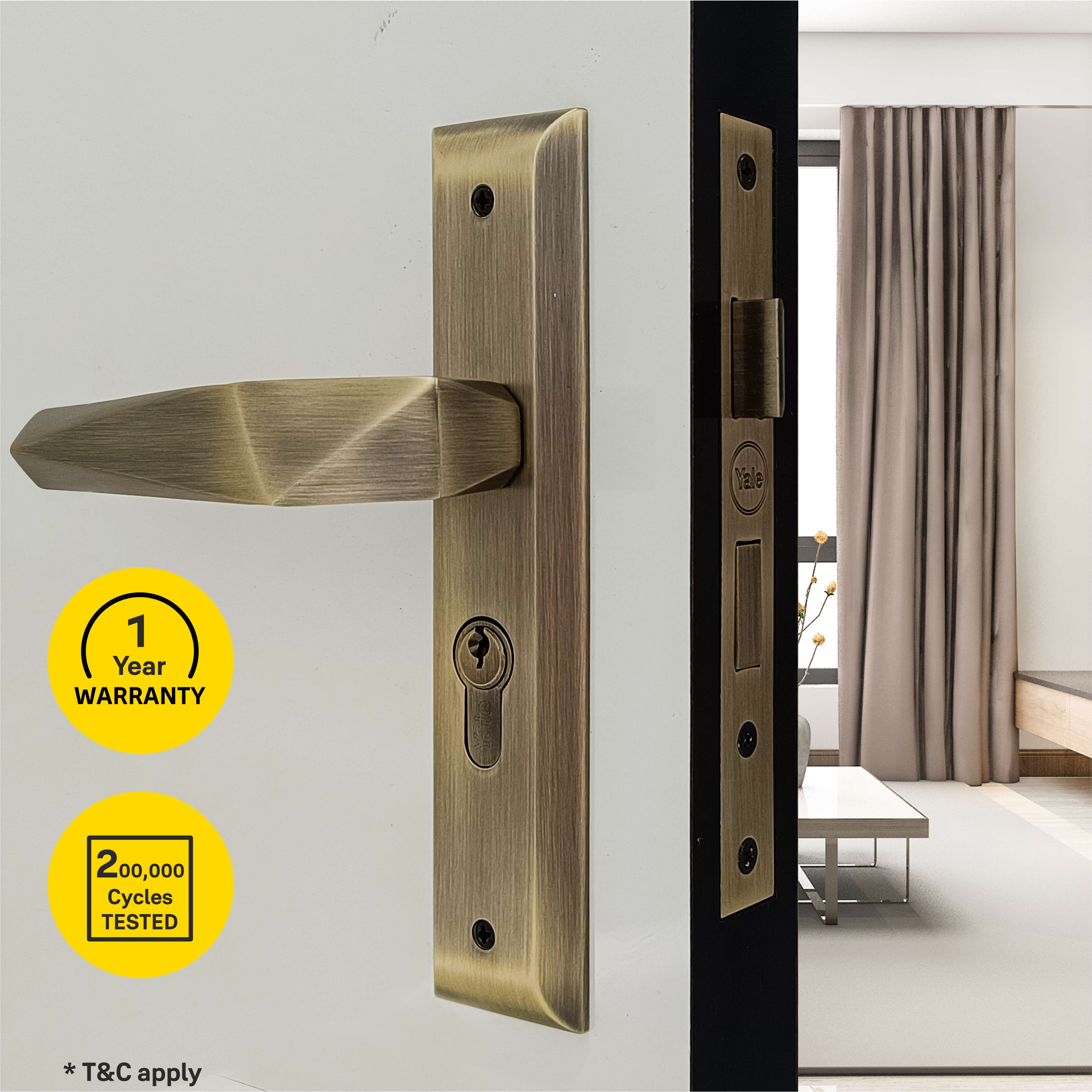 SM-01-02-02 Yale SM series Mortise Lock Comboset with backplated Handl ...