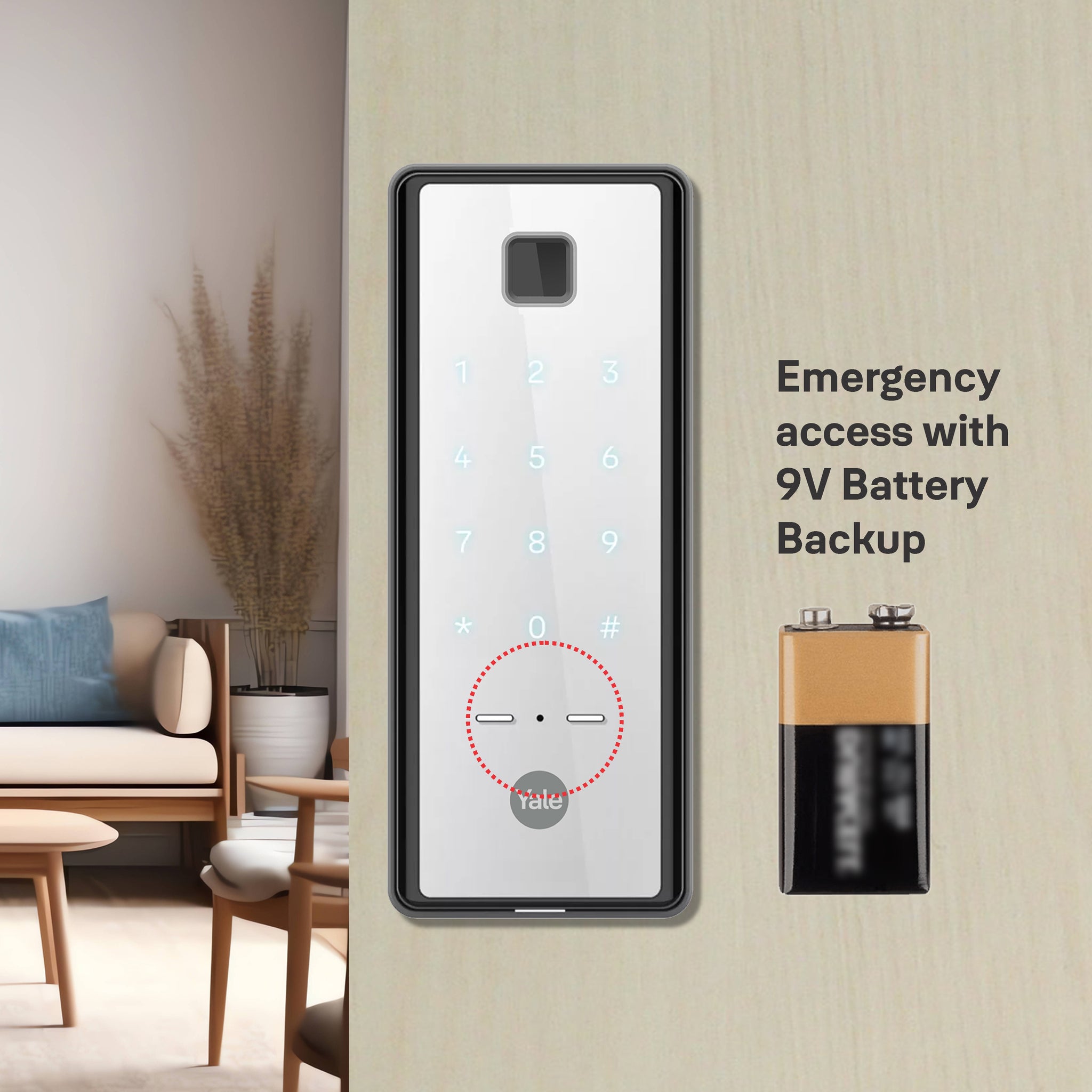 Yale Reflecta Digital Lock, Mirror finish with PIN and Fingerprint acc ...