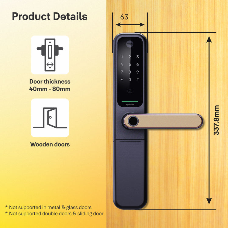 ByYou Mortise Smart Door Lock with 5 Way Unlocking Fingerprints, In-bu ...