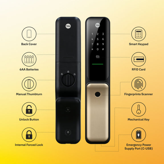 Yale Kyra Pro Smart Lock with fingerprint, PIN, RFID, Manual Key & APP ...