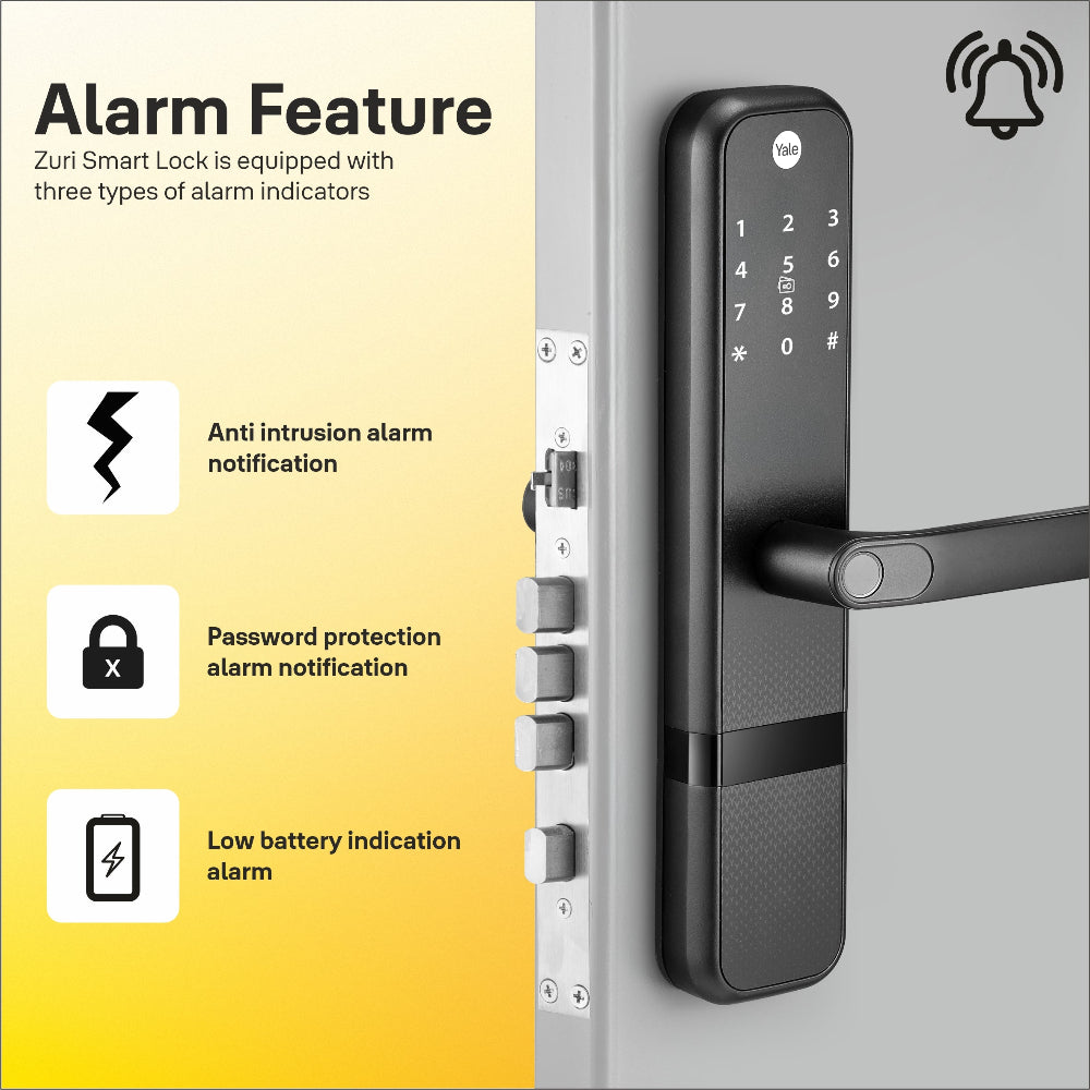 Yale Zuri Smart Lock (Black) with 5 way unlocking (Fingerprint, PIN, R ...
