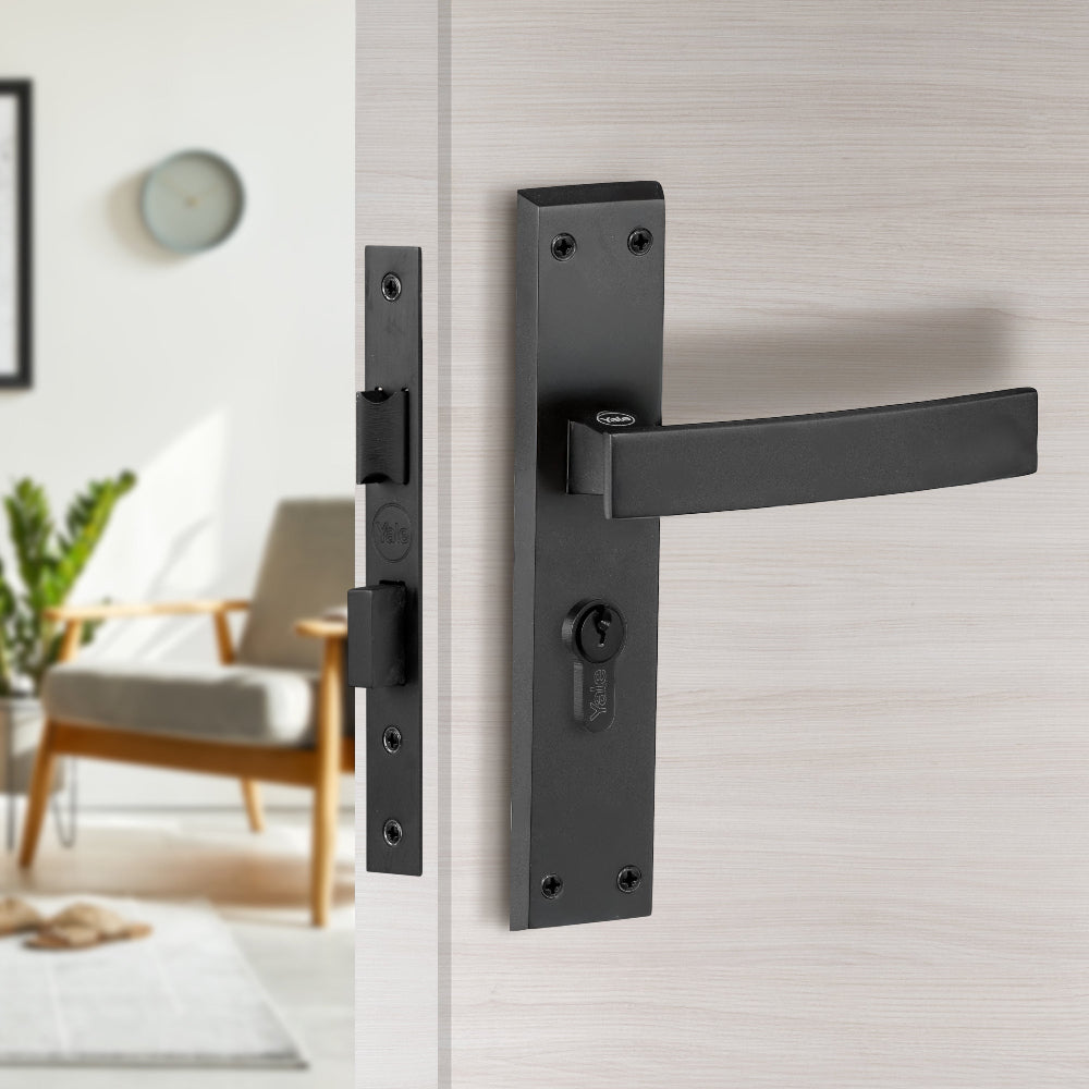 YECM-405-8P-TT-BM Mortise Door Handle set with lock body and Key cylin ...