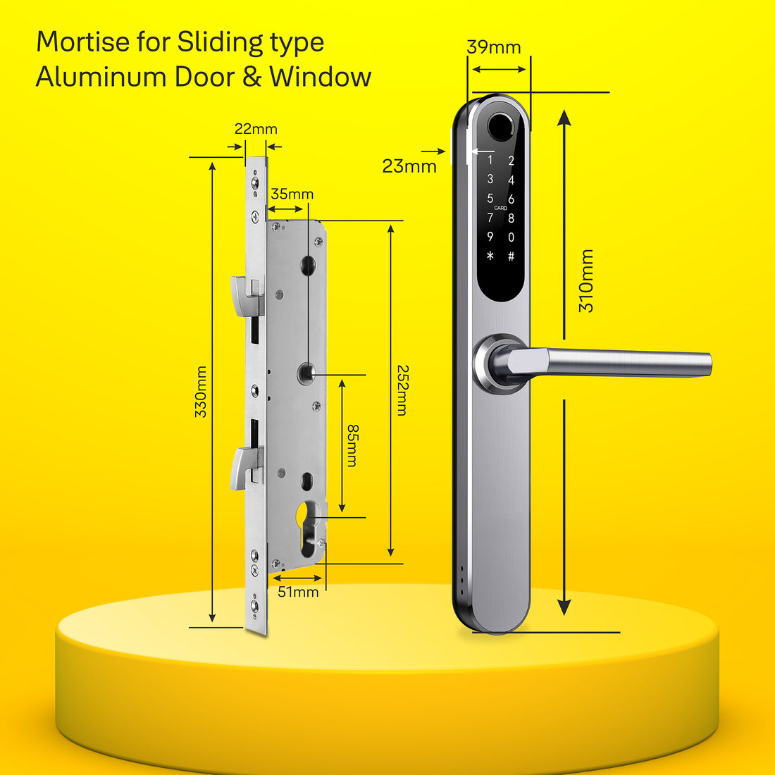 Yale YDAL-SD-SL Aluminium Profile Doors Digital finger Lock (Silver ...