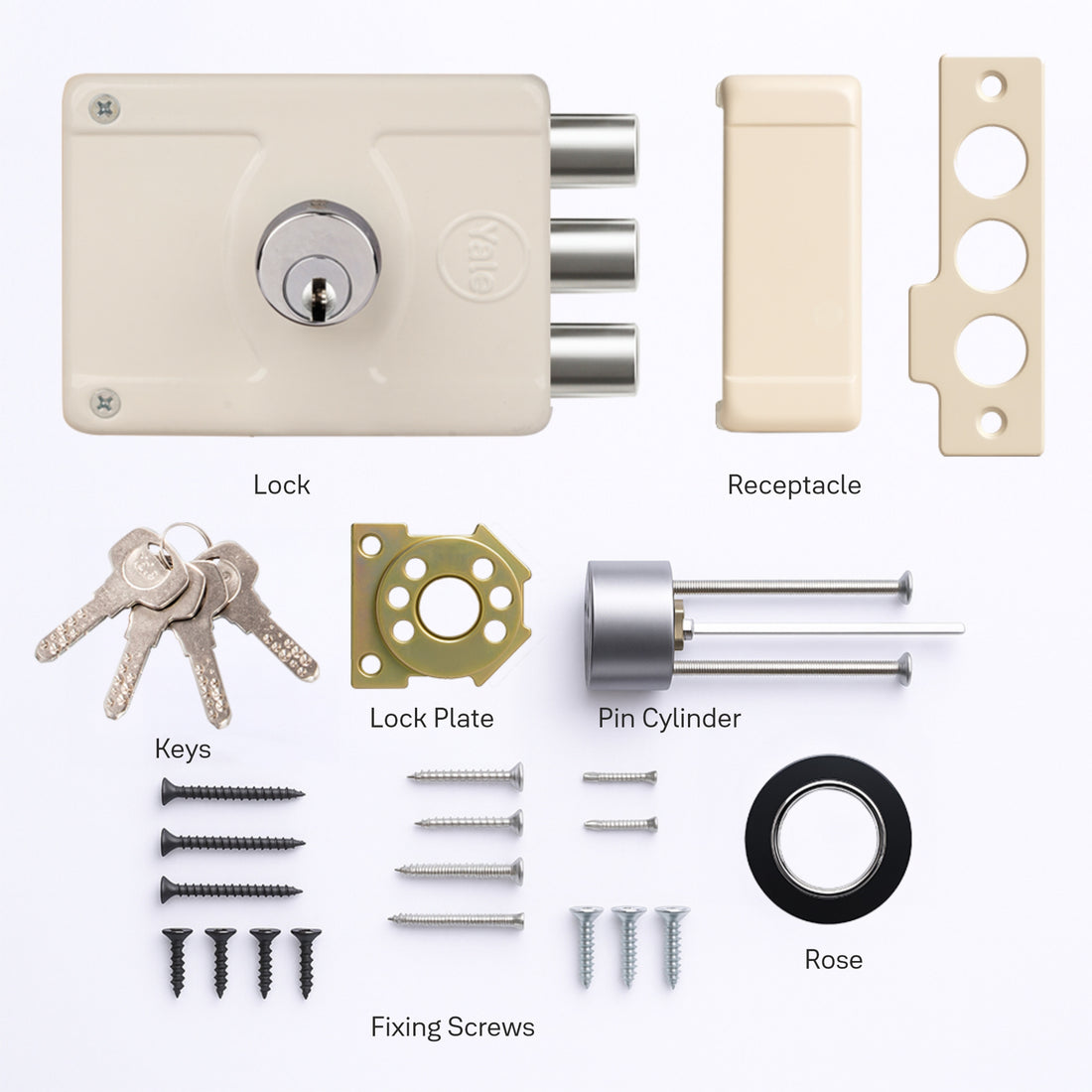 Yale Essential YE-MDL-3B-DC-DK-IN Rim Lock, 3 Deadbolts, Both side key ...