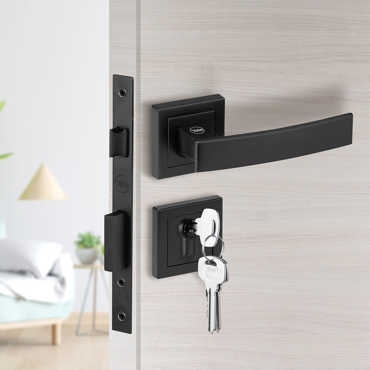YECM-405-OR-TT-BM Mortise Door Handle Lock Set with Rose and Escutcheo ...