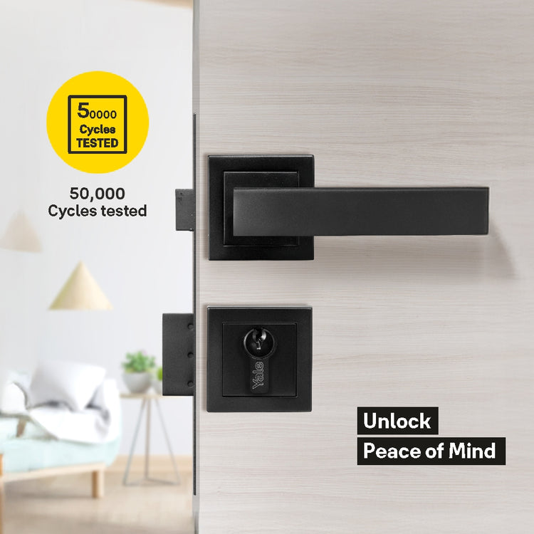 YECM-405-OR-TT-BM Mortise Door Handle Lock Set with Rose and Escutcheo ...