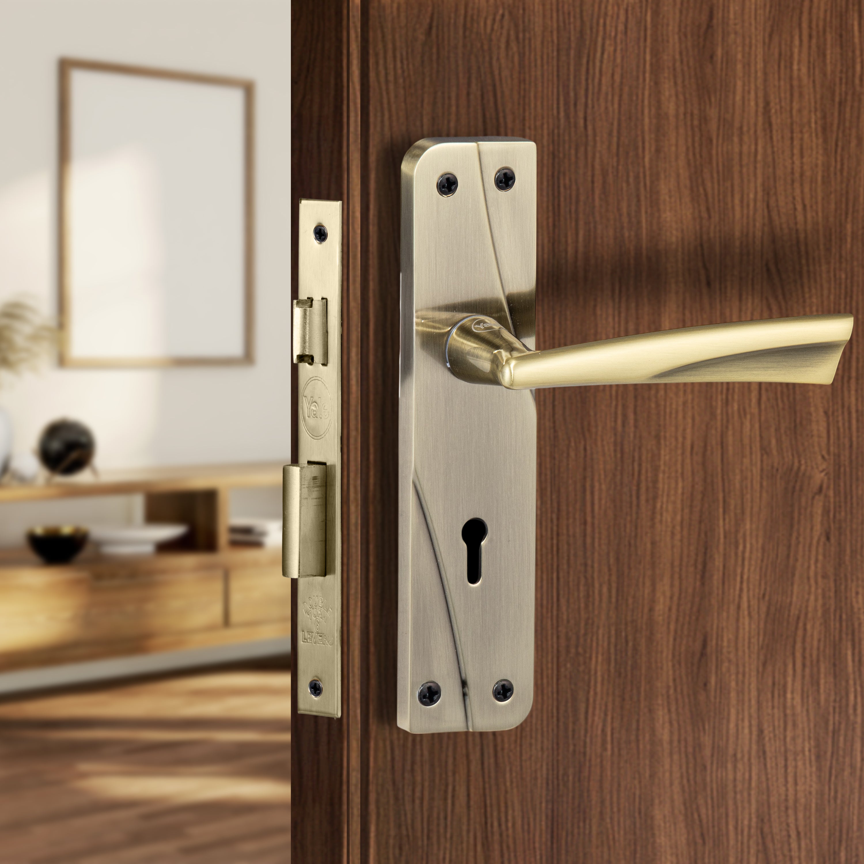 YECM-432-6L-AB Key-in-Lever Handle set with key-in lever double strike ...