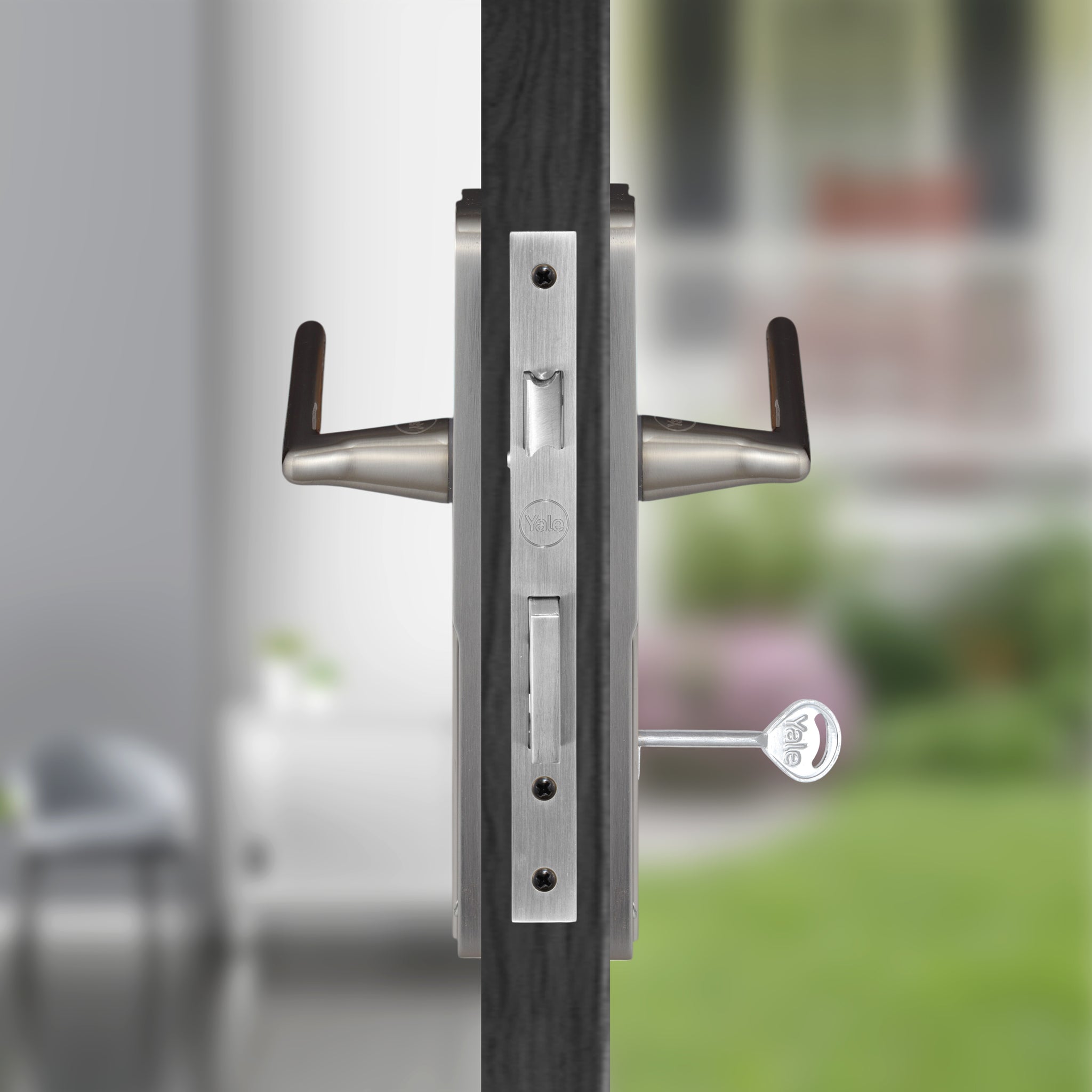 YECM-432-6L-SS Key-in-Lever Handle set with key-in lever double strike ...