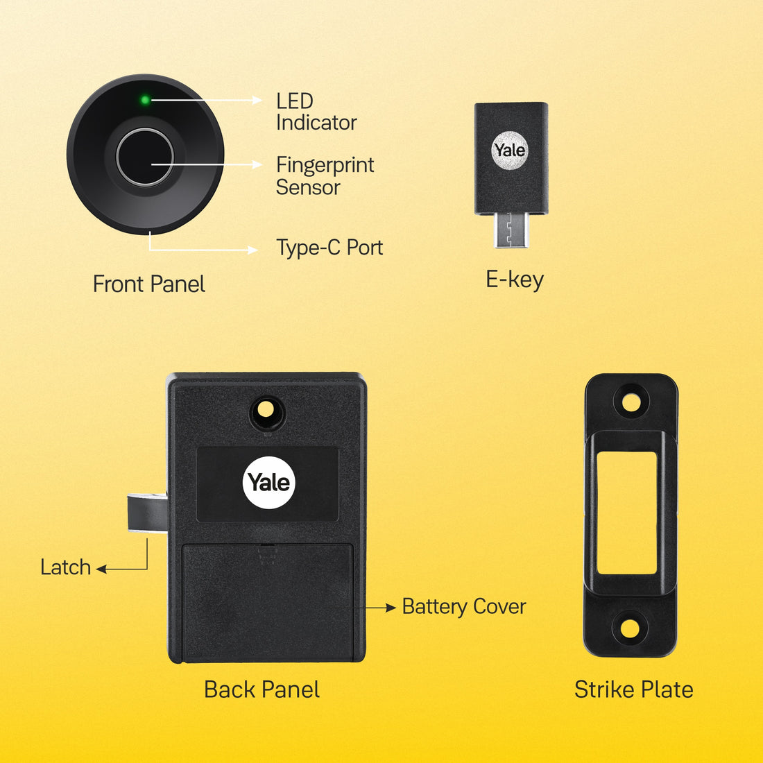 Yale YWLOL Wardrobe Digital Fingerprint Lock - (Black) – Yale India