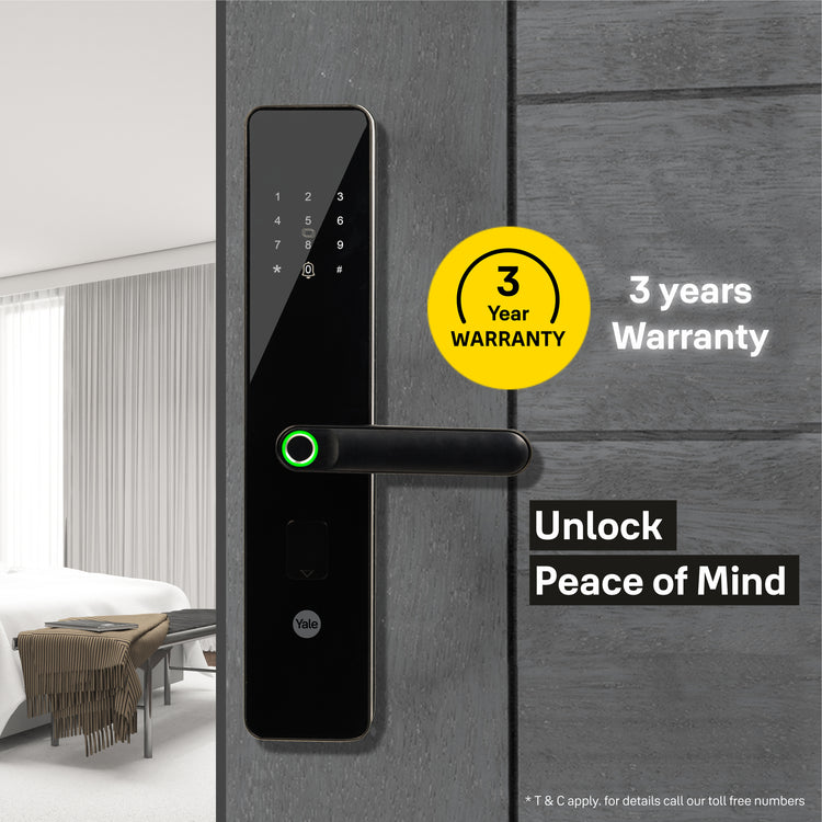 YDME100NxT Smart Door Lock, Black, Fingerprint, PIN, RFID, Manual Key ...