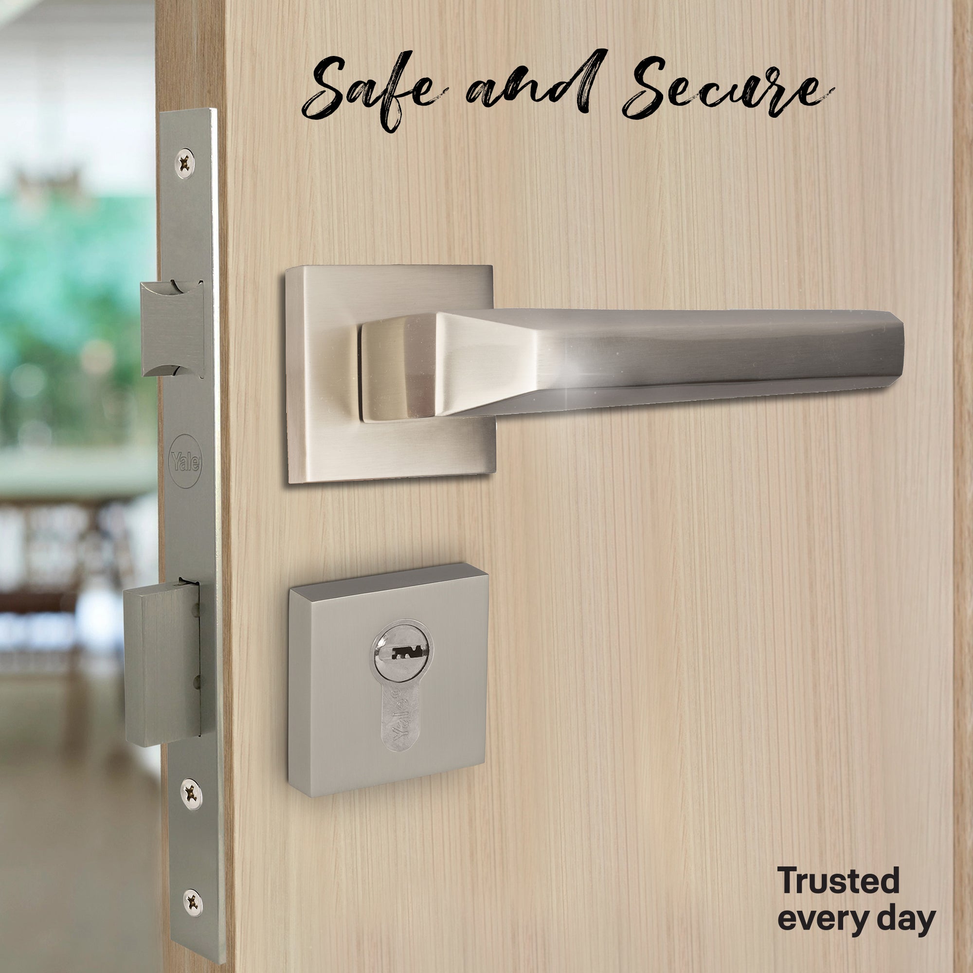 YPBL-804-Solid Brass Premium Lever Handle, Satin Steel – Yale India