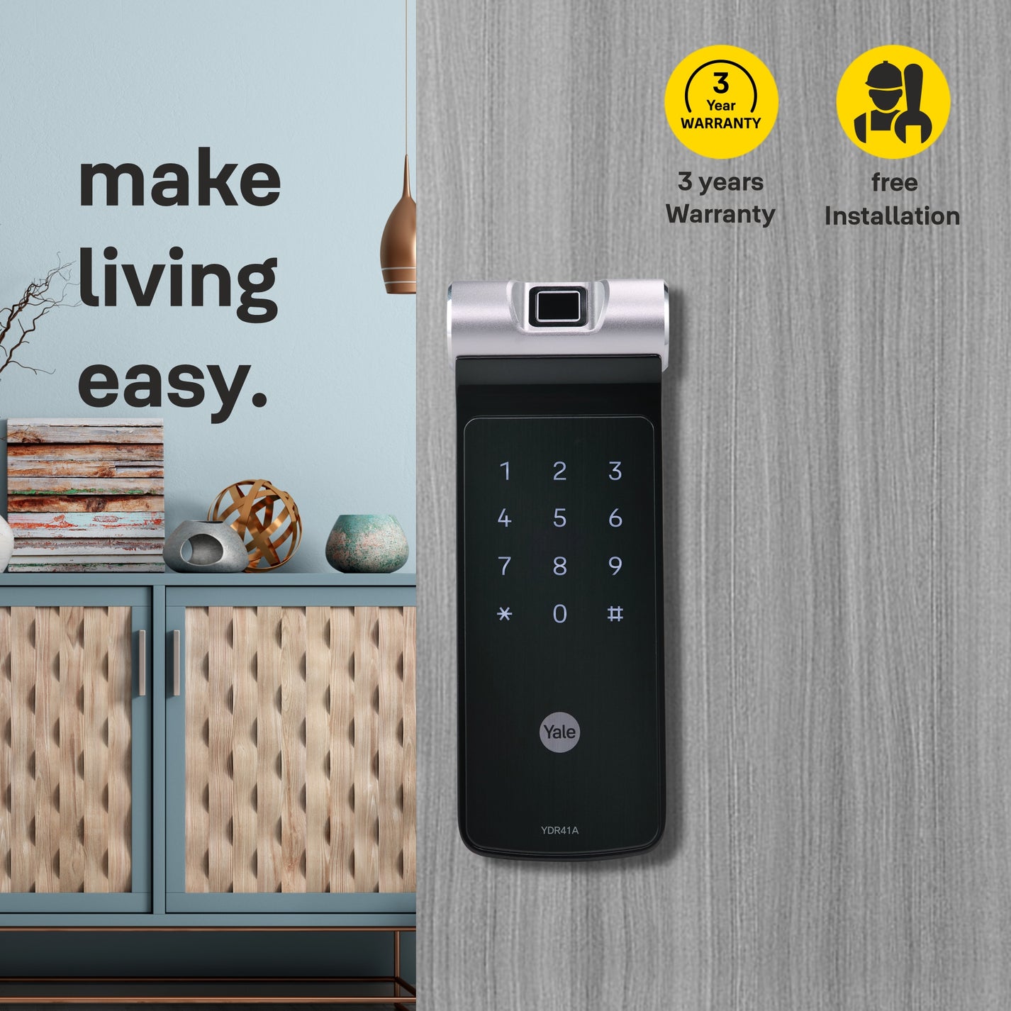 YDR 41A- Biometric Smart Lock for Double Door/ Sliding Door – Yale India