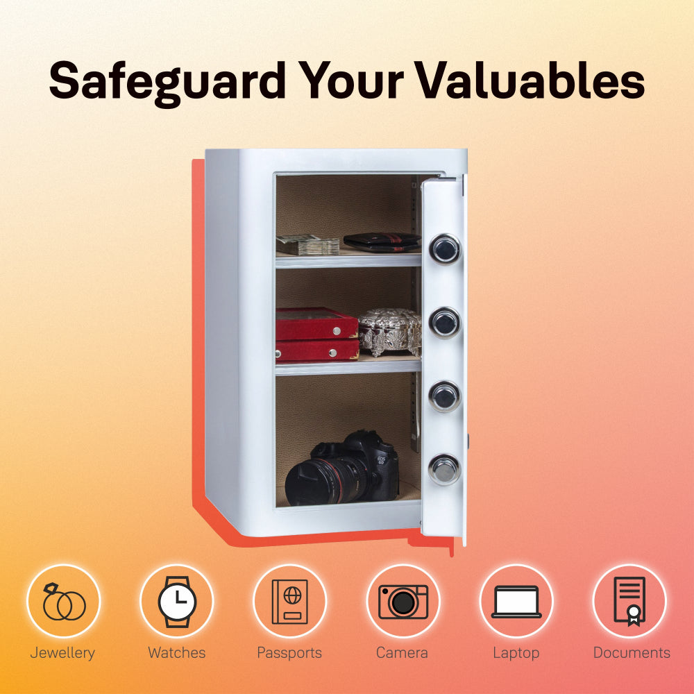 Classic Fingerprint Safe Locker for home and office 580/W1 - White, Mu ...