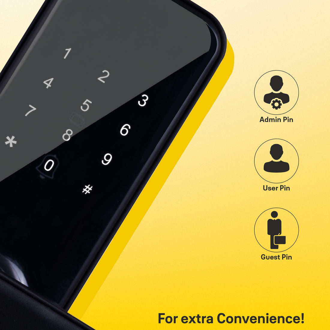 YDME50NxT Smart Door Lock, Black, Fingerprint, PIN, RFID, Manual Key A ...